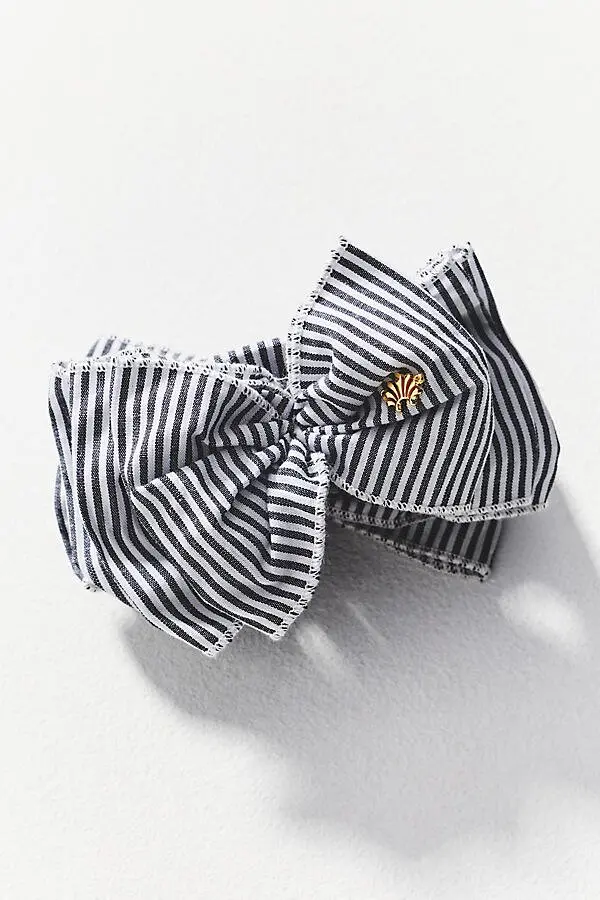 Lele Sadoughi Rita Bow Hair Claw - Black & White Pattern