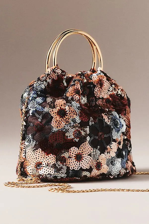 OLGA BERG Mabel Sequin Floral Bag - Bronze
