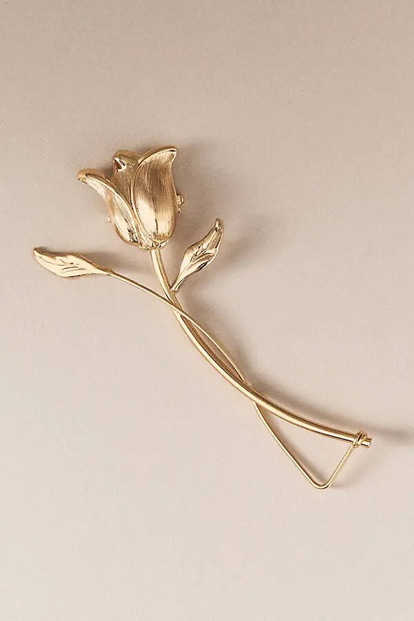 Anthropologie Last Rose Brooch - Gold