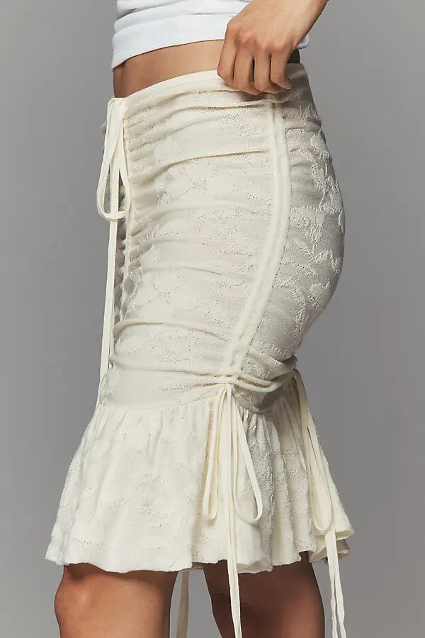 MUSE ASSEMBLY Ruched Cotton Mini Skirt With Tiered Hem