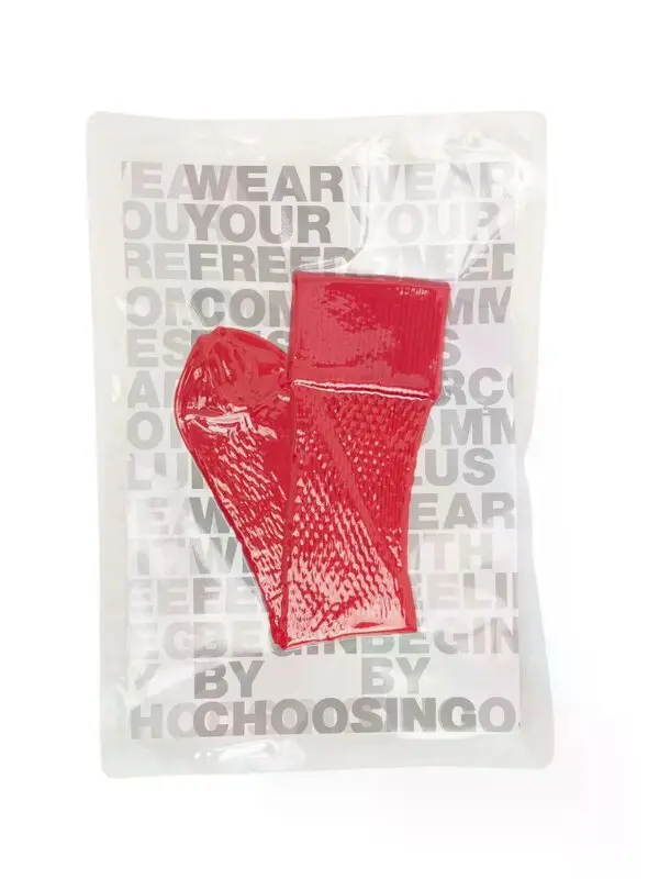 Comme Des Garçons Fishnet Ankle Socks - Red