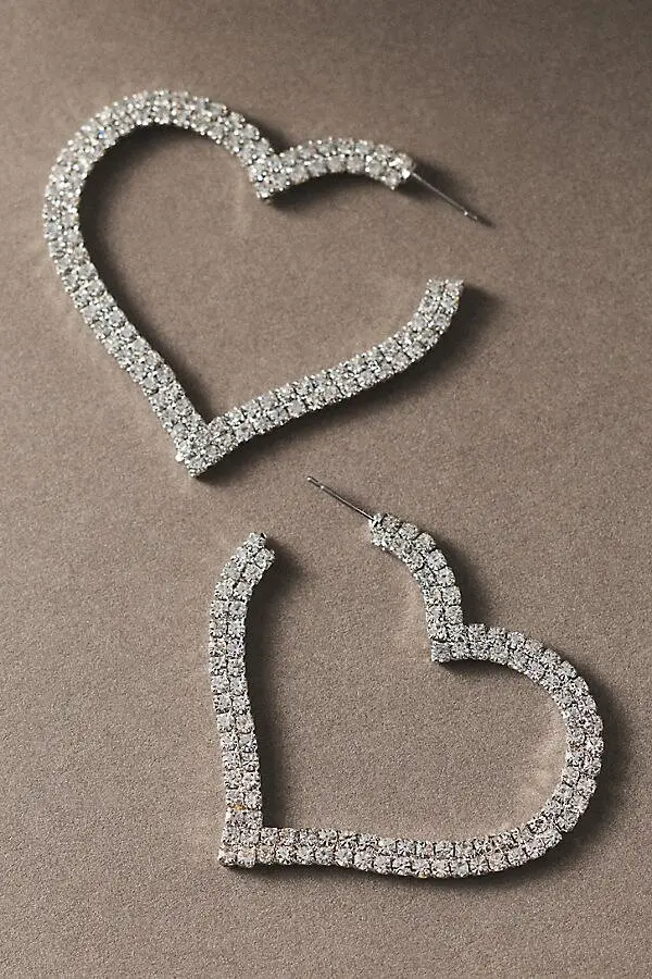 VIESTE ROSA Crystal Heart Hoop Earrings - Silver