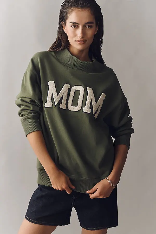 Anthropologie Mom Mock-neck Pullover - Green