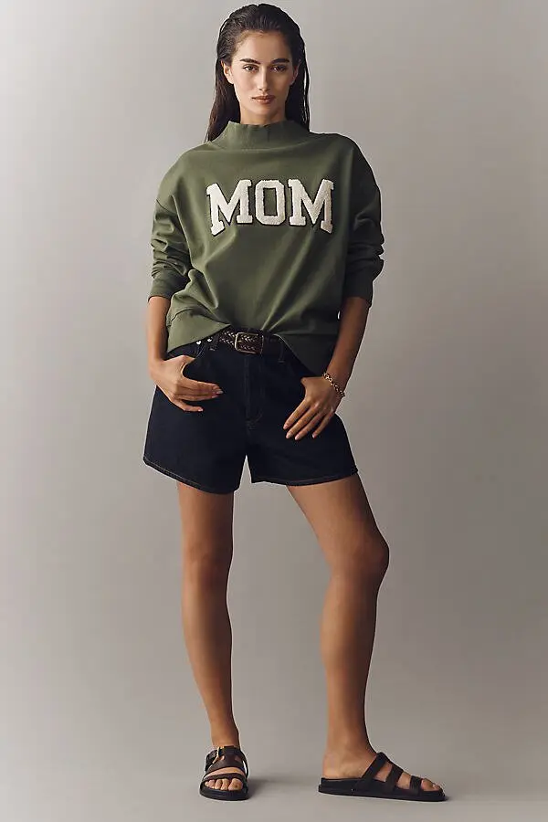 Anthropologie Mom Mock-neck Pullover - Green