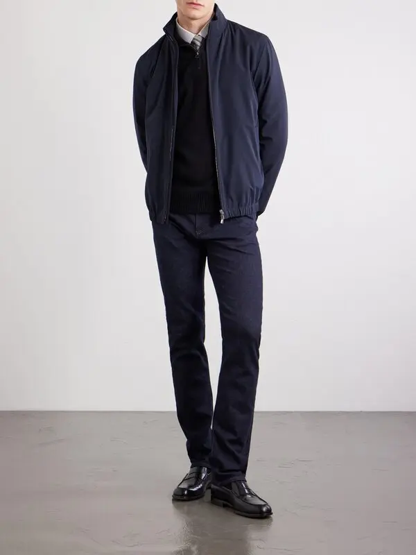 Thom Sweeney Shell Bomber Jacket - Blue