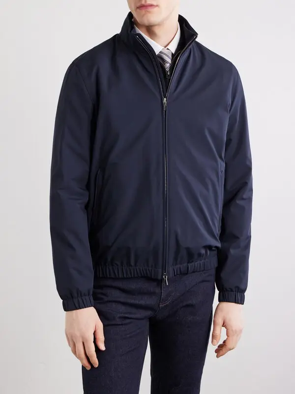 Thom Sweeney Shell Bomber Jacket - Blue
