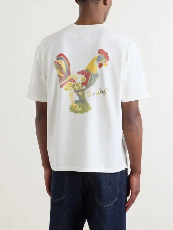 DRAKE'S Cockerel Printed Cotton-jersey T-shirt