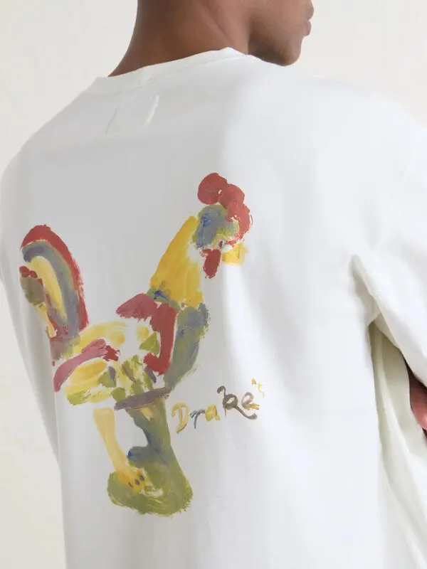 DRAKE'S Cockerel Printed Cotton-jersey T-shirt