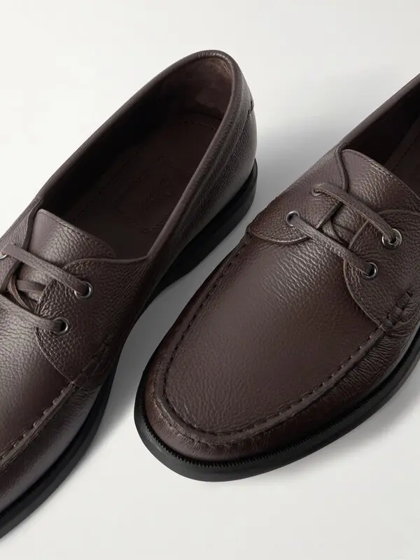 Brioni Leather Boat Shoes - Brown