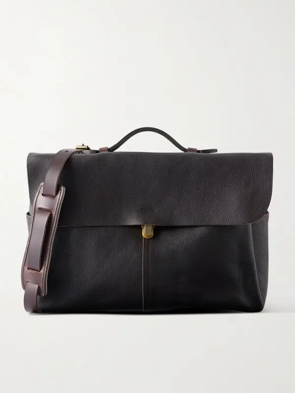 BLEU DE CHAUFFE Charles Full-grain Leather Briefcase - Brown