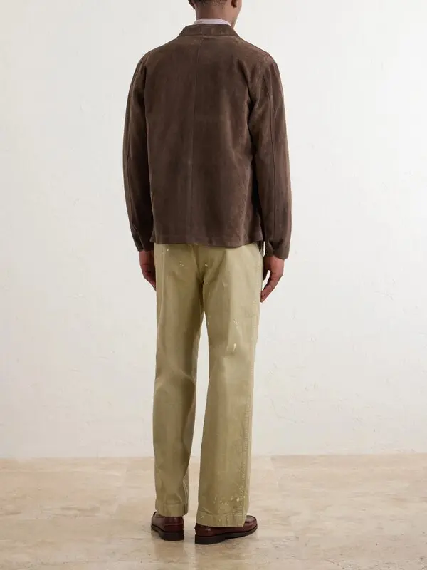 DRAKE'S Suede Chore Jacket - Brown