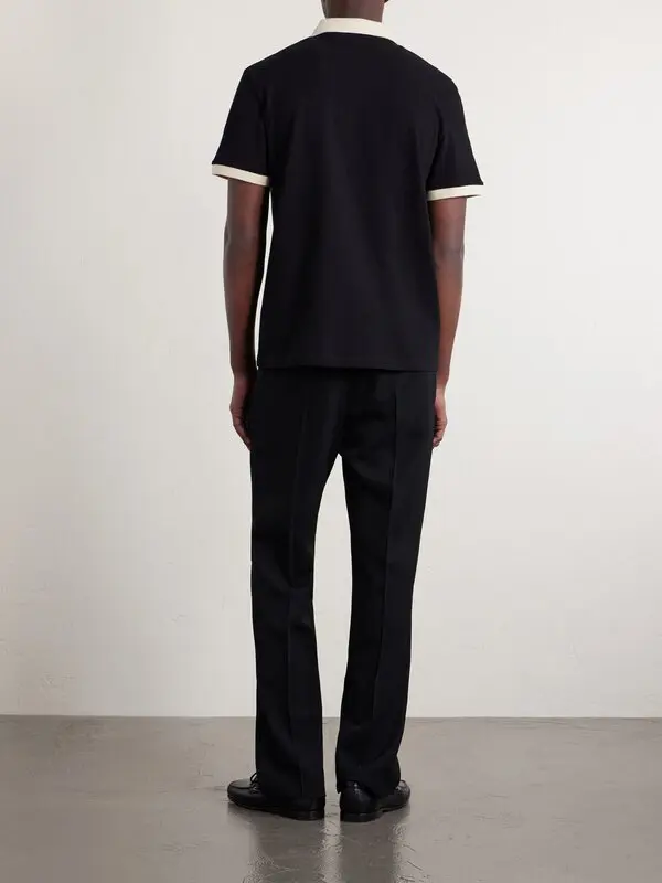 Valentino Garavani Vgold Cotton-piqué Polo Shirt - Black