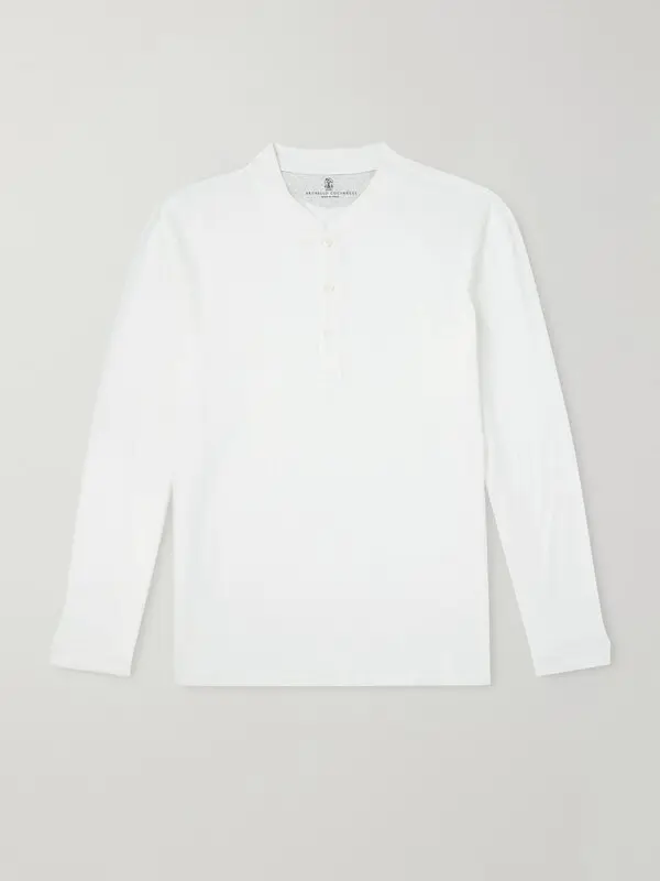 Brunello Cucinelli Linen And Cotton-blend Henley T-shirt
