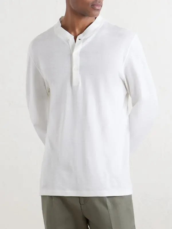Brunello Cucinelli Linen And Cotton-blend Henley T-shirt