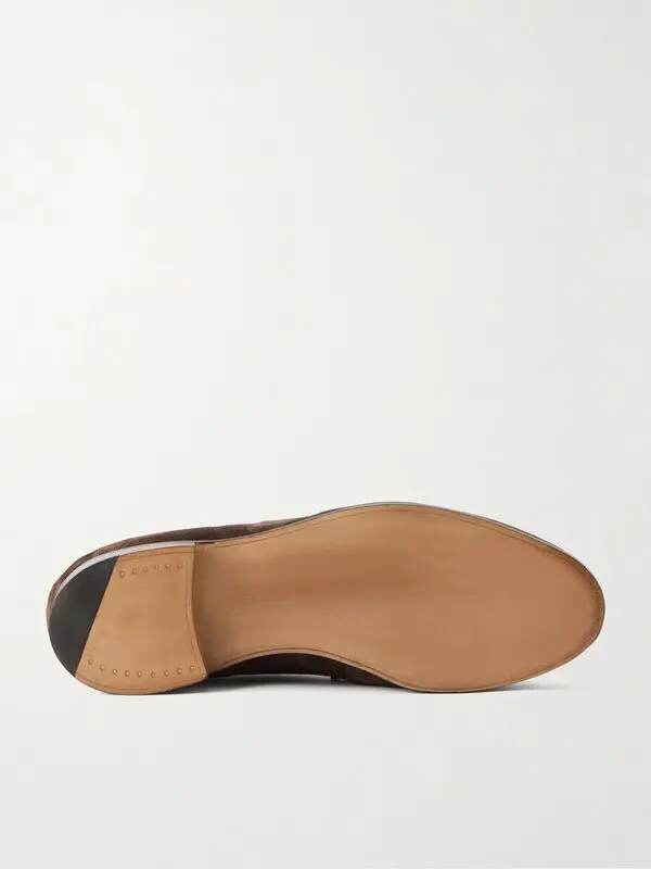 DRAKE'S Charles Suede Penny Loafers - Brown