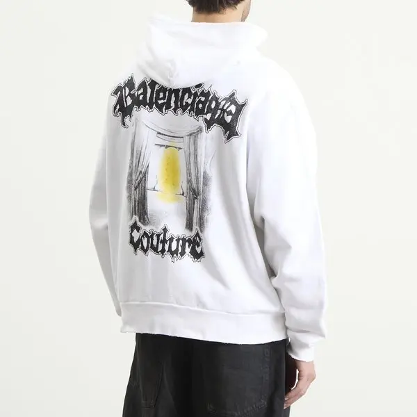 Balenciaga Metal Merch Oversized Zip-up Hoodie - White