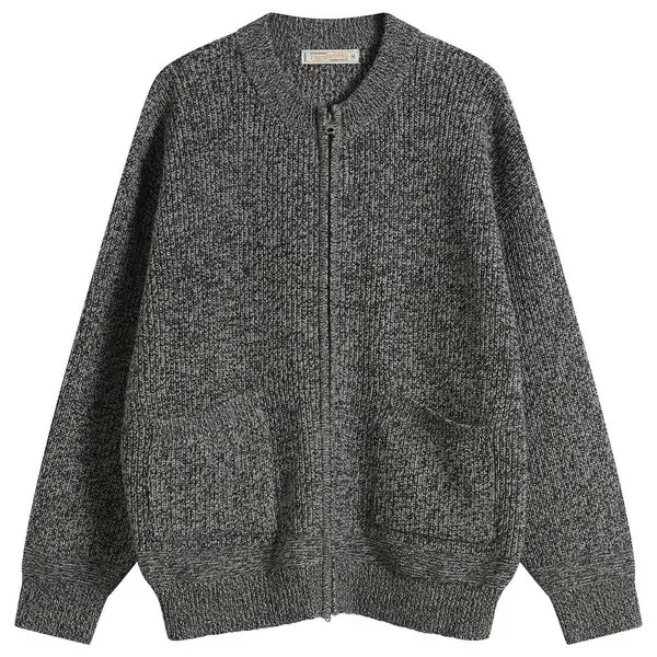 FRIZMWORKS Tweed Wool Deck Zip Cardigan - Charcoal