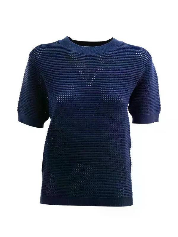 P.a.r.o.s.h Waffle-knit Short-sleeve T-shirt - Blue