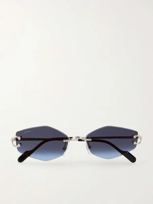 CARTIER Round-frame -tone And Acetate Sunglasses - Silver