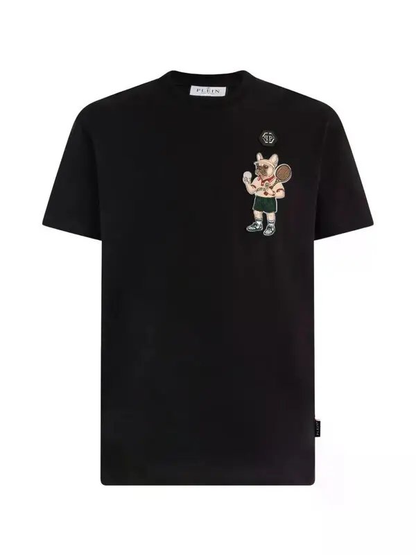 Philipp Plein Round Neck T-shirt New York Tennis Patch - Black