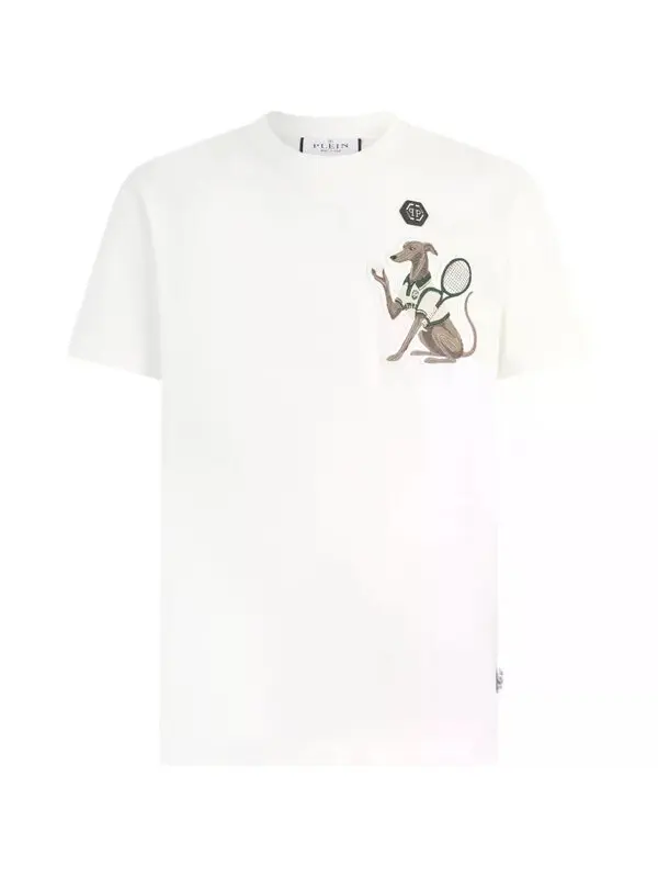 Philipp Plein Embroidered-patch Round-neck T-shirt - White