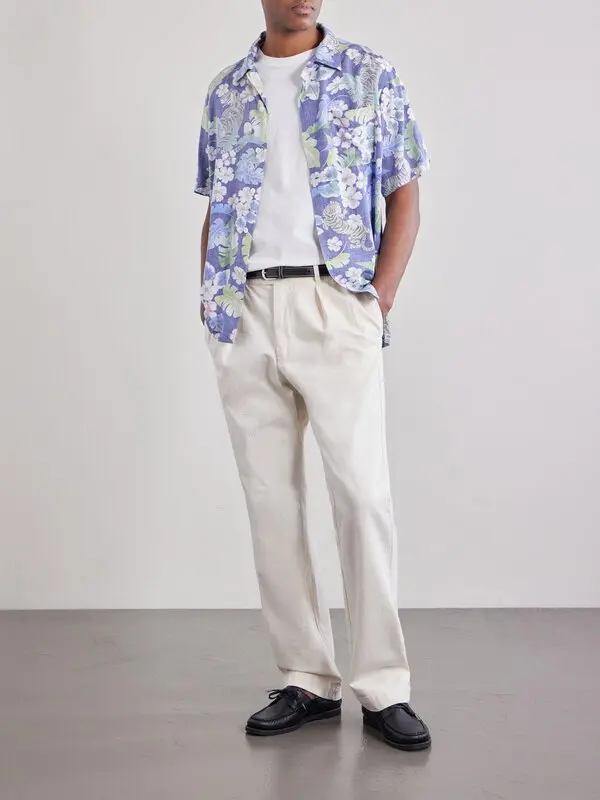Hartford Straight-leg Pleated Cotton Woven Trousers