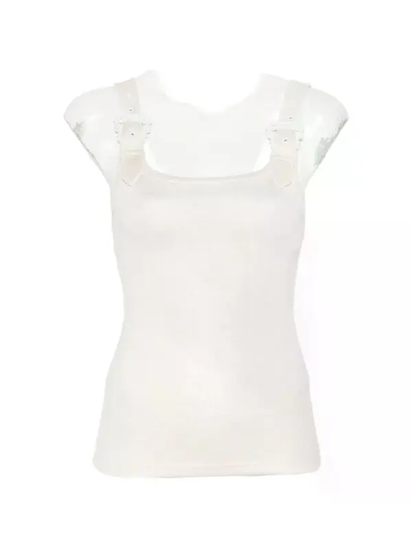 Versace Buckle-detail Metallic Top - Neutrals