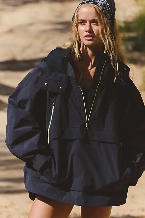 Free People Packable Waterproof Pullover - Black