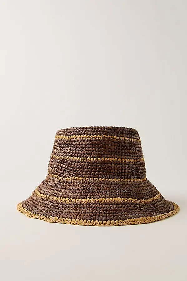 Free People Aneta Rafia Bucket Hat - Chocolate