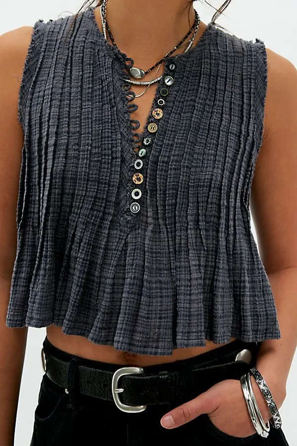 Free People Fp One Parker Tank - Chimney Smoke