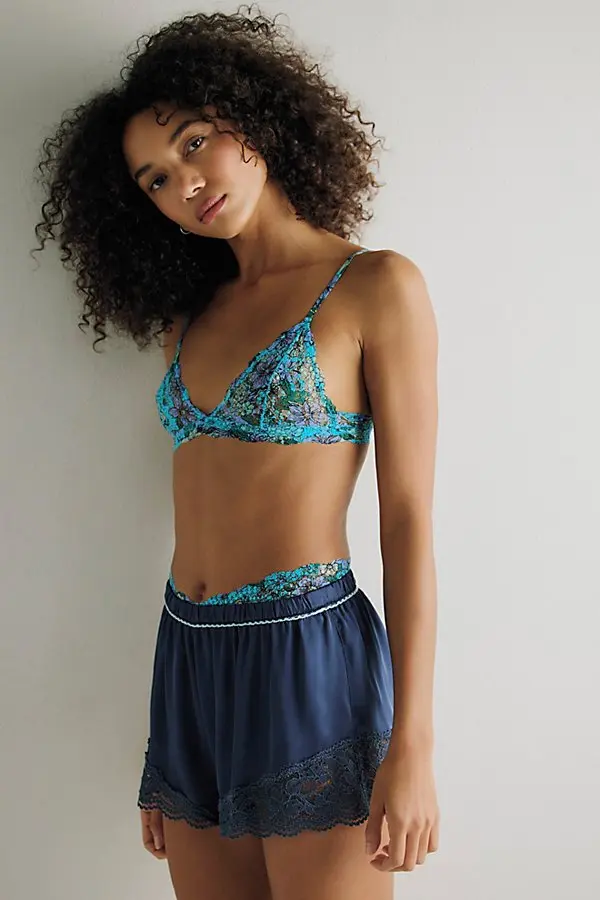 Free People This Or That Printed Triangle Bralette - Aqua Combo