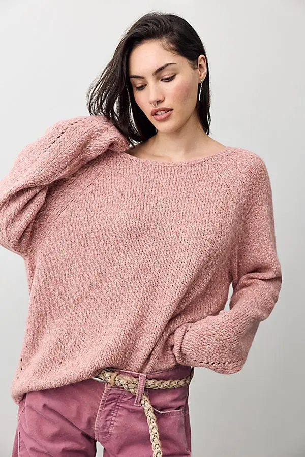 Free People Shoreline Softspun Knit Pullover - Dusty Cedar