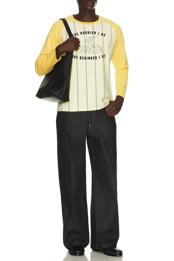 BODE Summertime Stripe Baseball Tee In Mustard