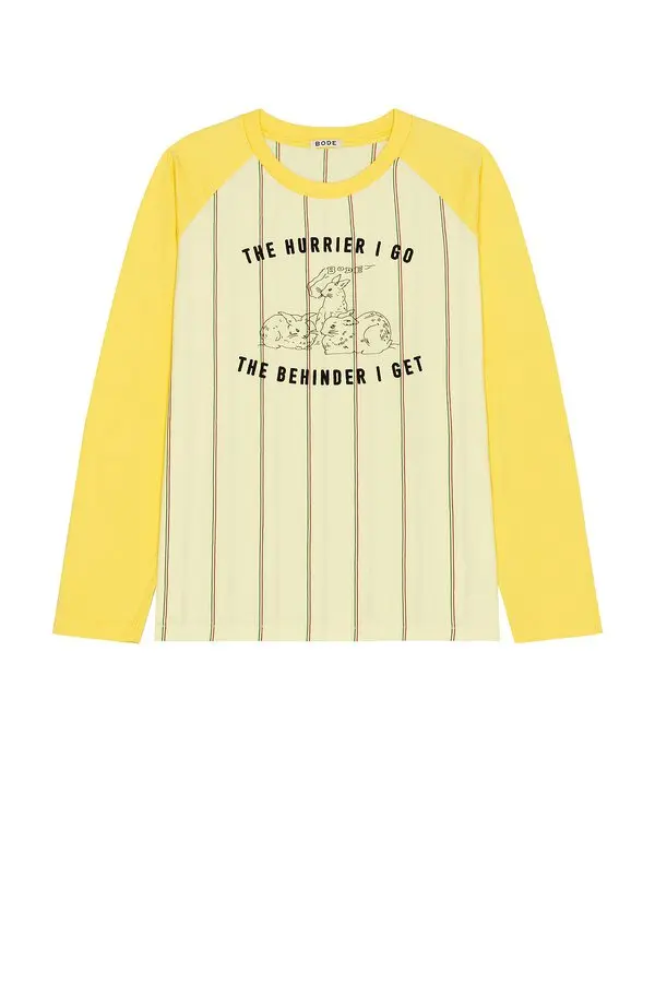 BODE Summertime Stripe Baseball Tee In Mustard