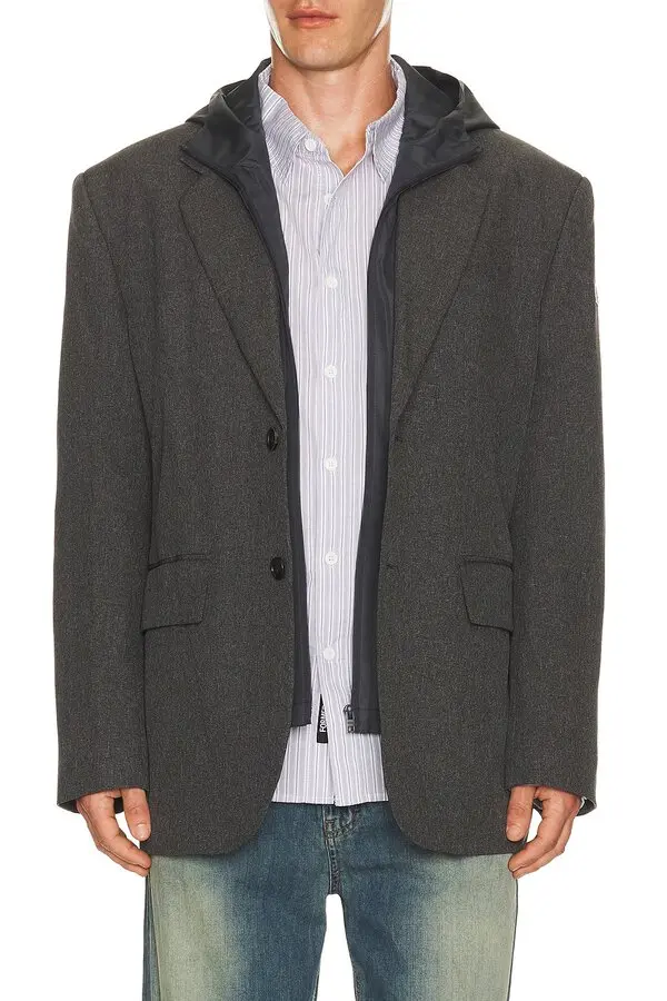 We11Done Hood Detachable Blazer - Dark Grey