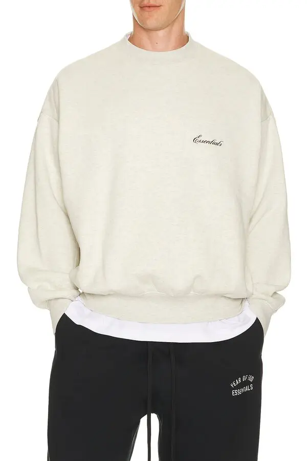 Fear Of God Classic Crewneck Sweatshirt In Oatmeal Heather/light Heather In Light Grey - Oatmeal Heather & Light Heather