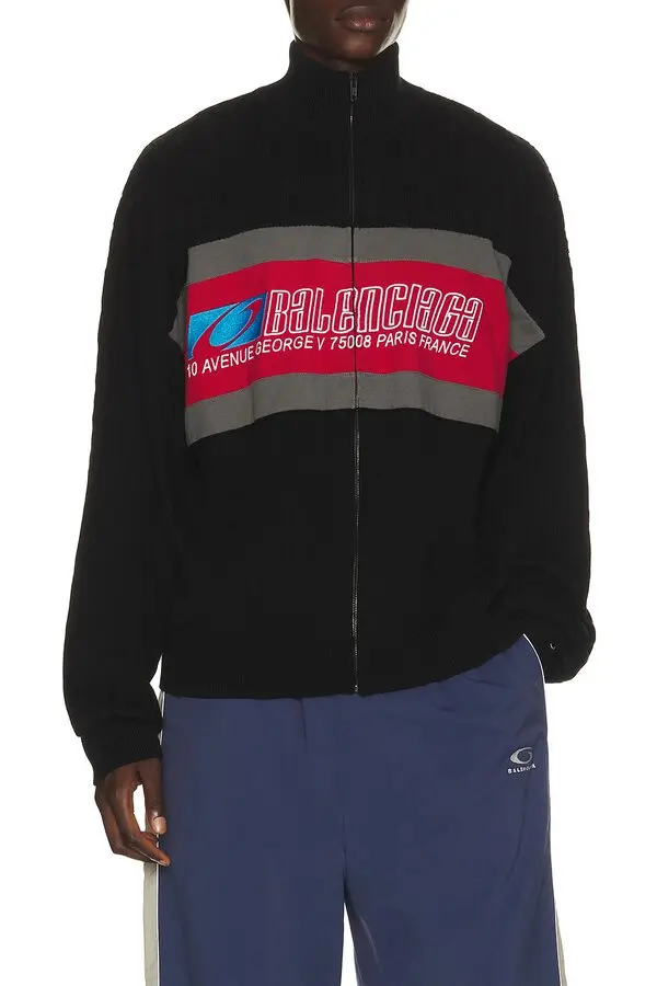 Balenciaga Sporty Zip-up In Black - Black & Multicolor