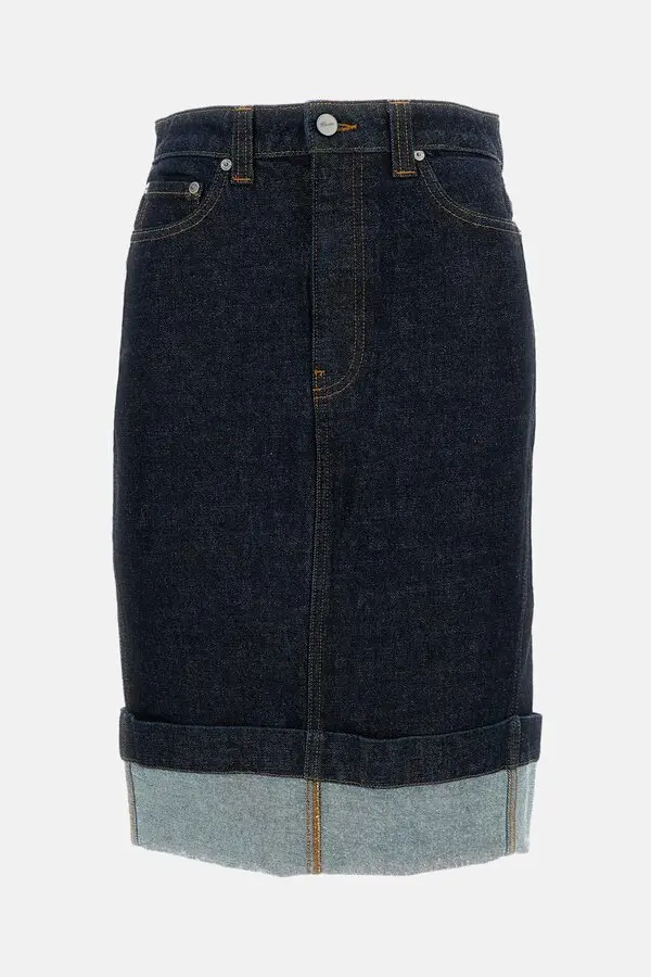 Khaite Kendra Denim Pencil Skirt - Blue