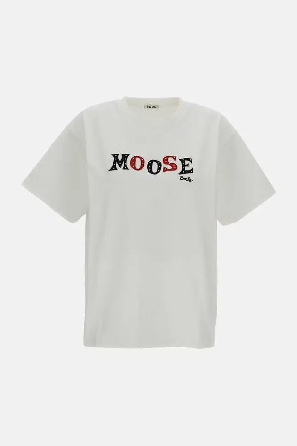 BODE NEW YORK Moose Appliqué T-shirt - Bianco