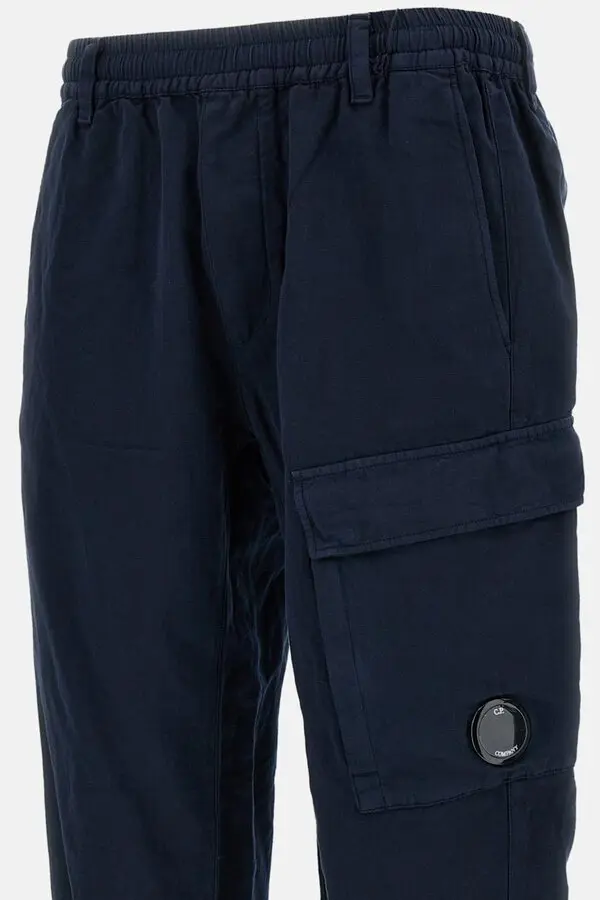 C.P. COMPANY Linen-blend Cargo Trousers - Blue