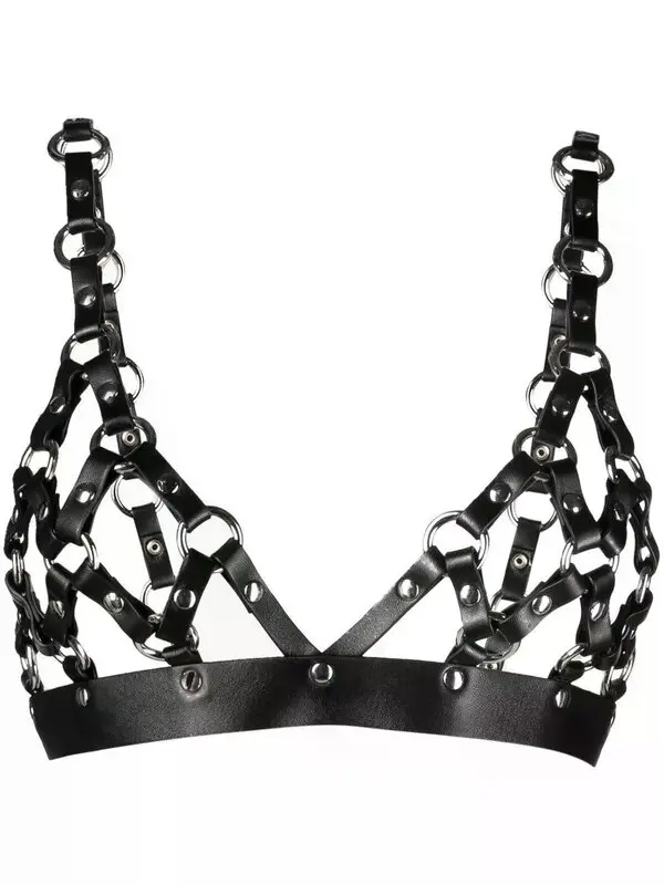 Roberto Cavalli Leather Harness Top - Black