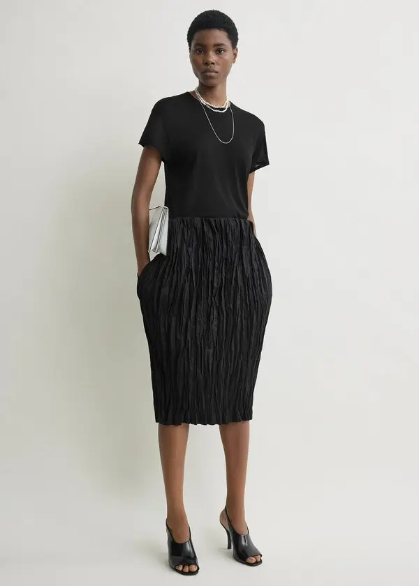 TOTEME Crinkled Linen Skirt - Black