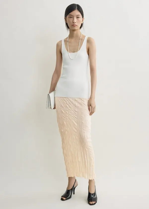 TOTEME Crinkled Knit Skirt - Beige