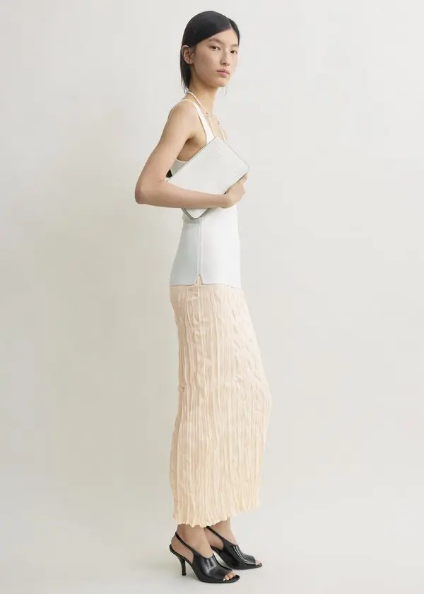 TOTEME Crinkled Knit Skirt - Beige
