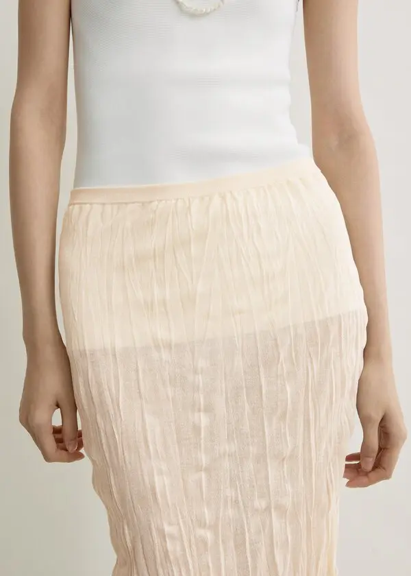TOTEME Crinkled Knit Skirt - Beige
