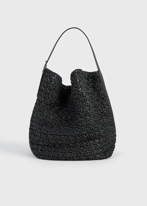 TOTEME Belted Paper Raffia Tote - Black