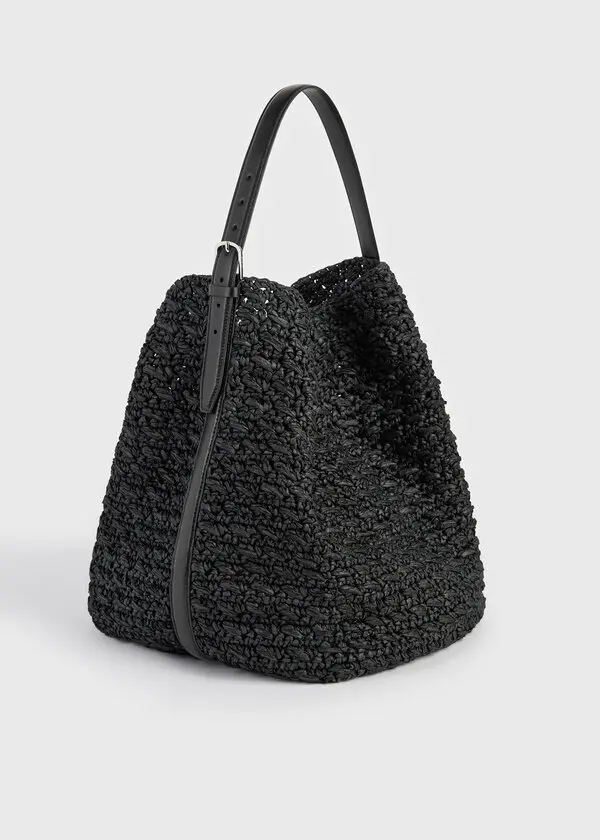 TOTEME Belted Paper Raffia Tote - Black