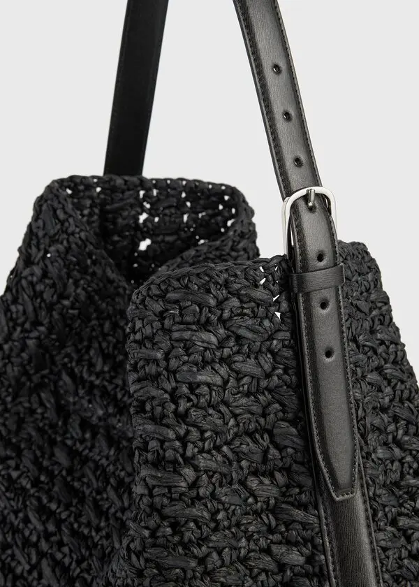 TOTEME Belted Paper Raffia Tote - Black