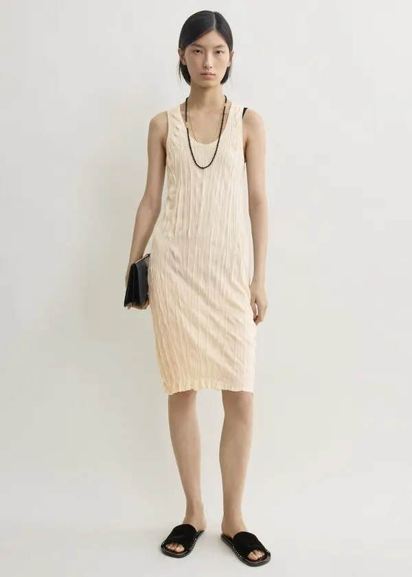 TOTEME Crinkled Knit Tank Dress - Pale Apricot