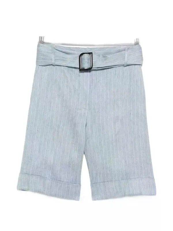 D.exterior Pinstripe Belted Shorts - Blue